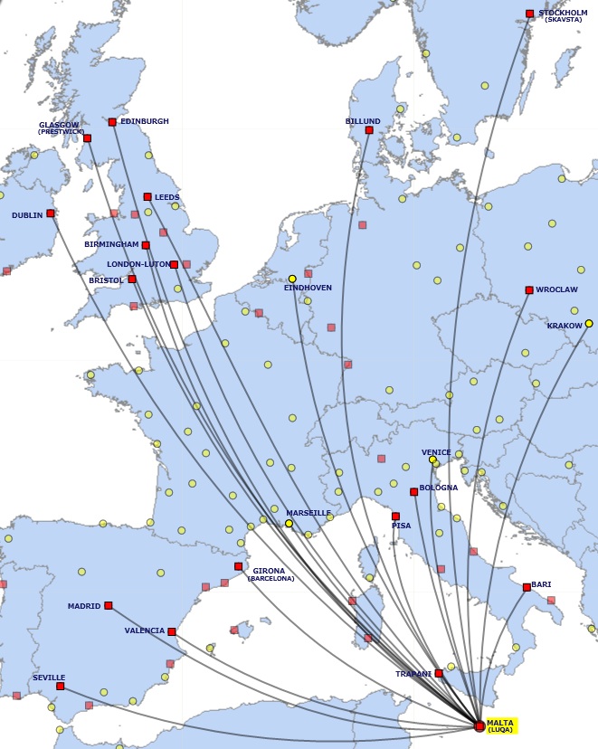 Ryanair 1:2012 Malta Route Map | World Airline News