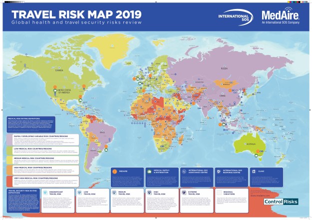 MedAire publishes its Travel Risk Map for 2019 | World Airline News